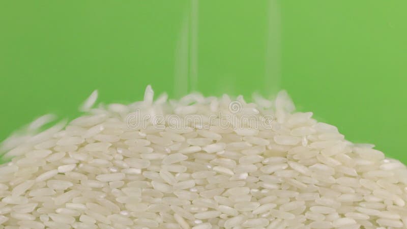 Falling Grains of Rice on a Pile of Rice on a Green Screen. Stock Video ...