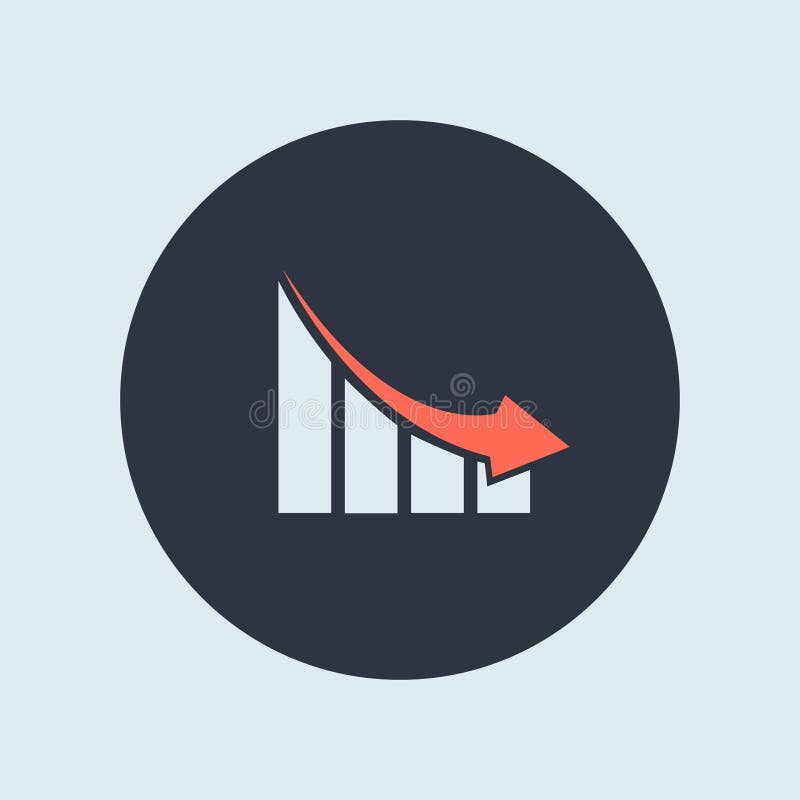 Falling Graph Down in Round. Simple Vector Symbol in Flat Style Stock ...