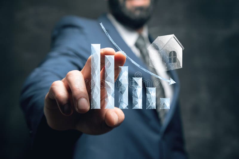 Falling Graph on the Property from the Network Stock Image - Image of ...