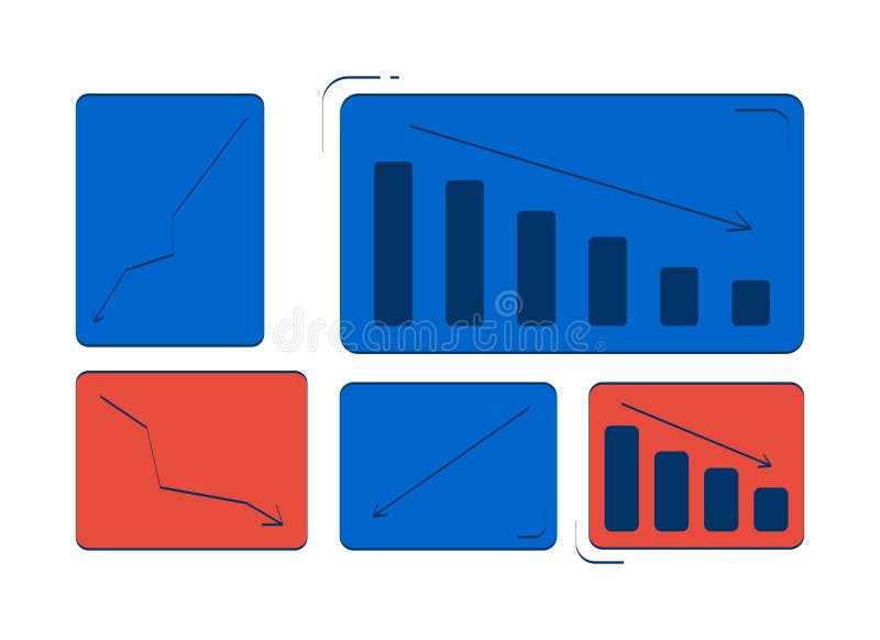 Falling Graphs Showing Business Crisis 2D Doodle Objects Set Stock ...