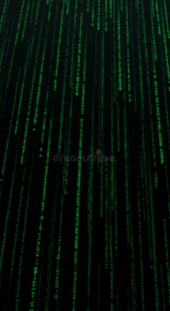 Falling Green Code Stream on Dark Background Stock Illustration ...