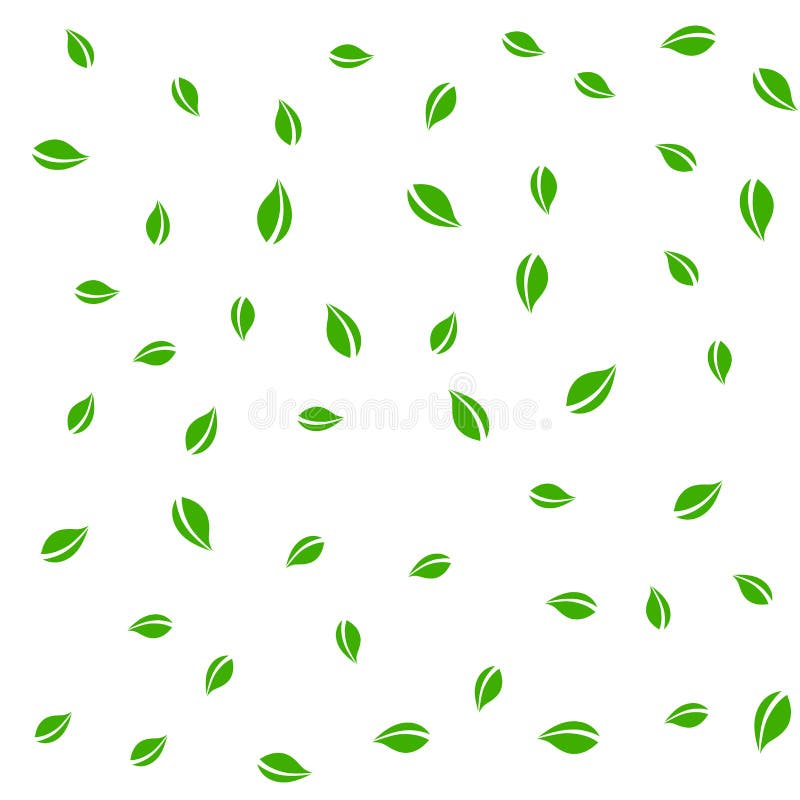 Falling Green Leaves. Fresh Tea Random Leaves Flyi Stock Vector ...