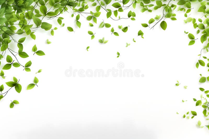Falling Green Leaves Isolated on a White Background. Spring Foliage ...
