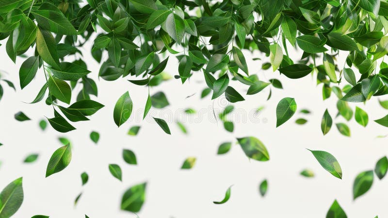 Falling Green Leaves on a Transparent Background Stock Illustration ...