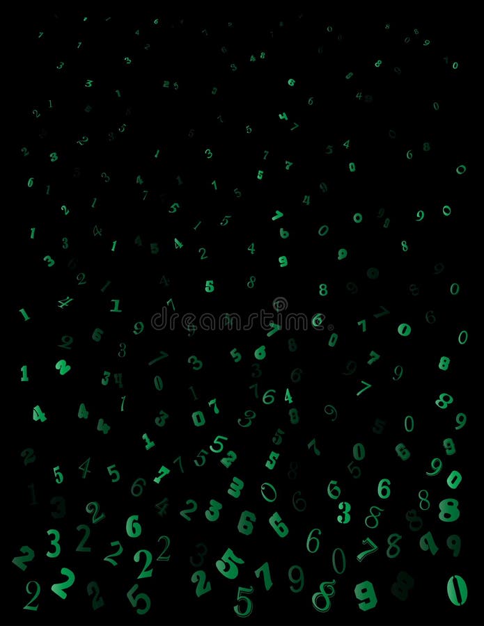 Green Numbers and Letters on a Black Background Stock Illustration ...