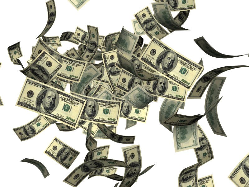 Falling Hundred Dollar Bills Stock Illustration - Illustration of ...