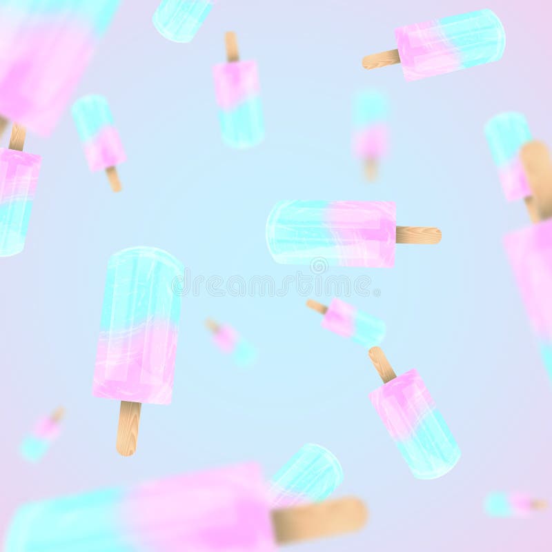 Ice Cream Popsicles Pastel Colors Seamless Pattern Vector Stock