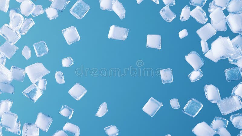 Falling Ice Cubes 3D Render, Blue Background, Cool Refreshment, Ice ...