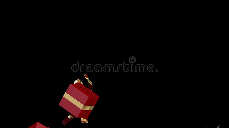 Falling Large Christmas Present Transition Red Gold Stock Footage ...