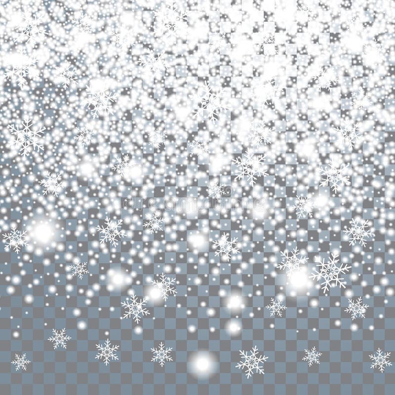 Falling Large Snow on a Transparent Background Stock Vector ...