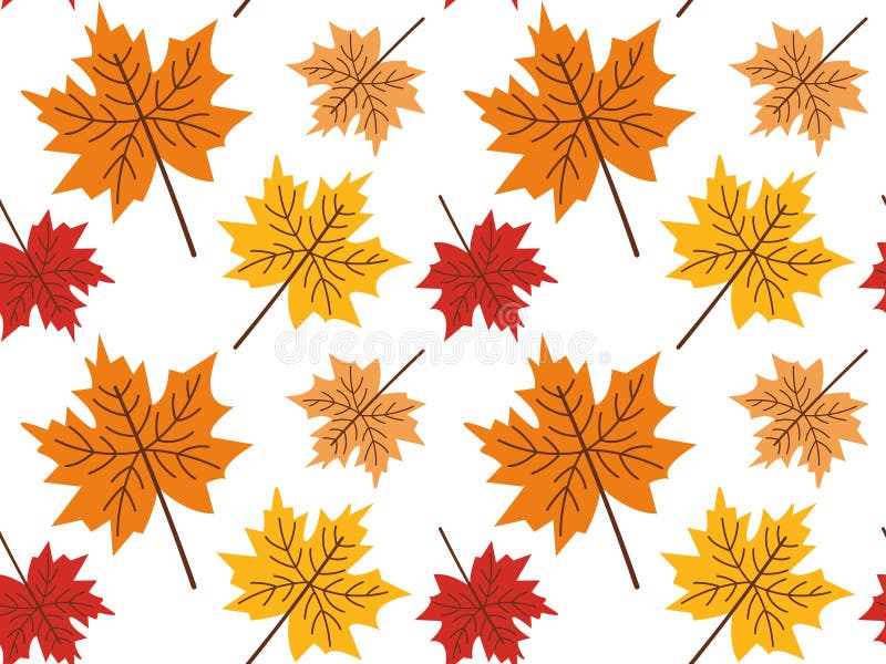 Falling Leaf Seamless Pattern with Multi-colored Maple Foliage in ...