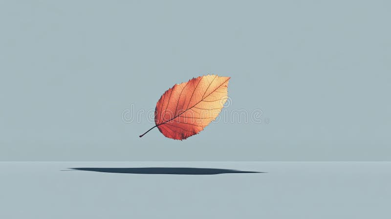 Falling Leaf: a Solitary Leaf Falling Against a Plain Background. Stock ...
