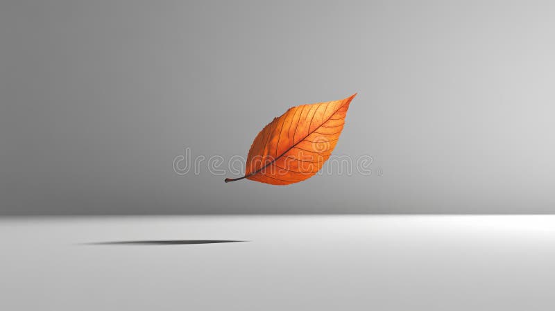 Falling Leaf: a Solitary Leaf Falling Against a Plain Background. Stock ...