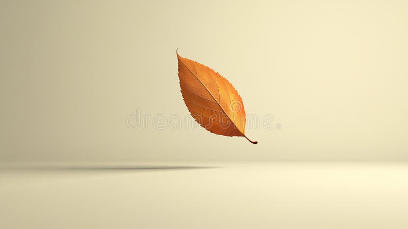 Falling Leaf: a Solitary Leaf Falling Against a Plain Background. Stock ...