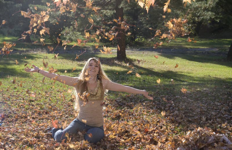 Falling leaves stock image. Image of pretty, portrait - 3391937