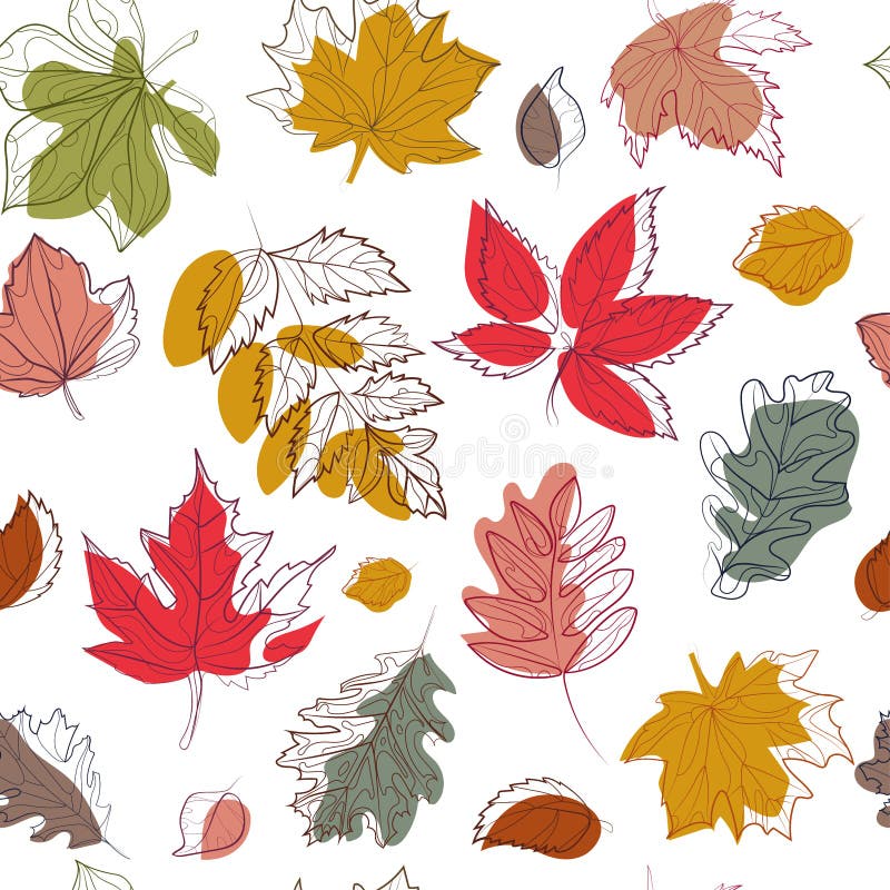 Falling Leaves of Different Colors and Shapes on White Background ...