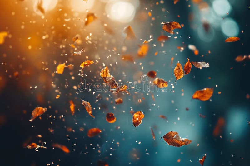 Falling Leaves and Sunlight in an Autumn Park, Captured in a High ...