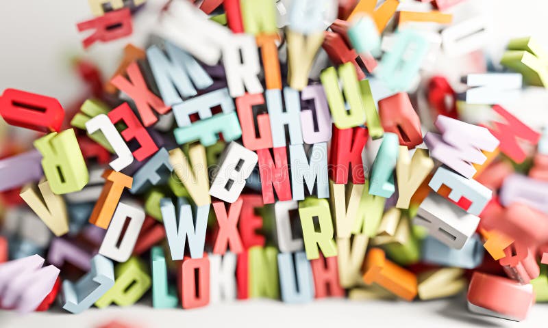 Falling Letters Isolated on White Background Stock Illustration ...