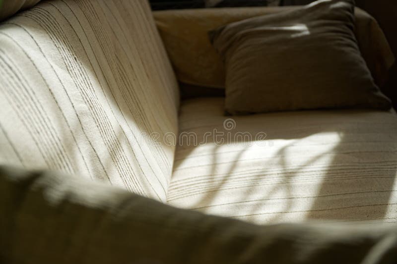 Falling Light and Shadow on Sofa, Bedroom Background Stock Photo ...
