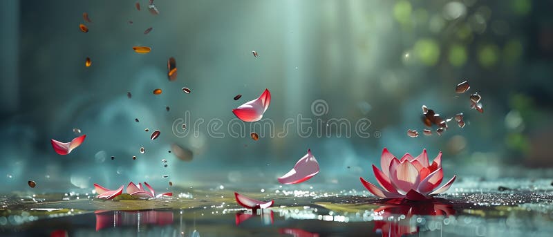 Falling Lotus Petals that Dissolve As they Touch the Ground Stock ...