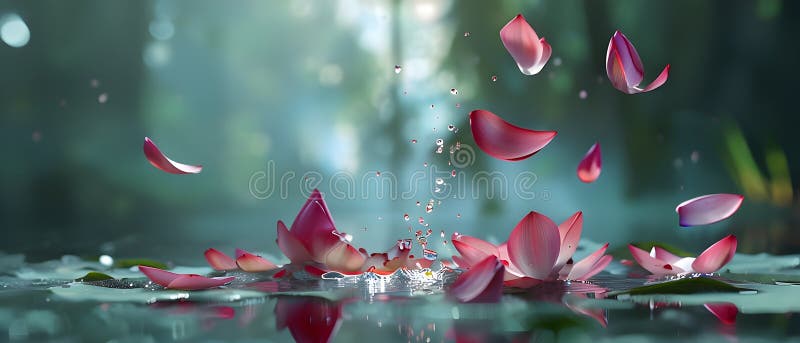 Falling Lotus Petals that Dissolve As they Touch the Ground Stock ...