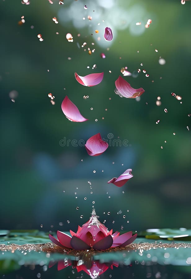 Falling Lotus Petals that Dissolve As they Touch the Ground Stock ...