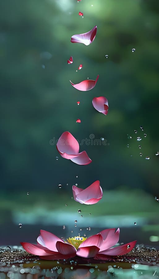 Falling Lotus Petals that Dissolve As they Touch the Ground Stock ...