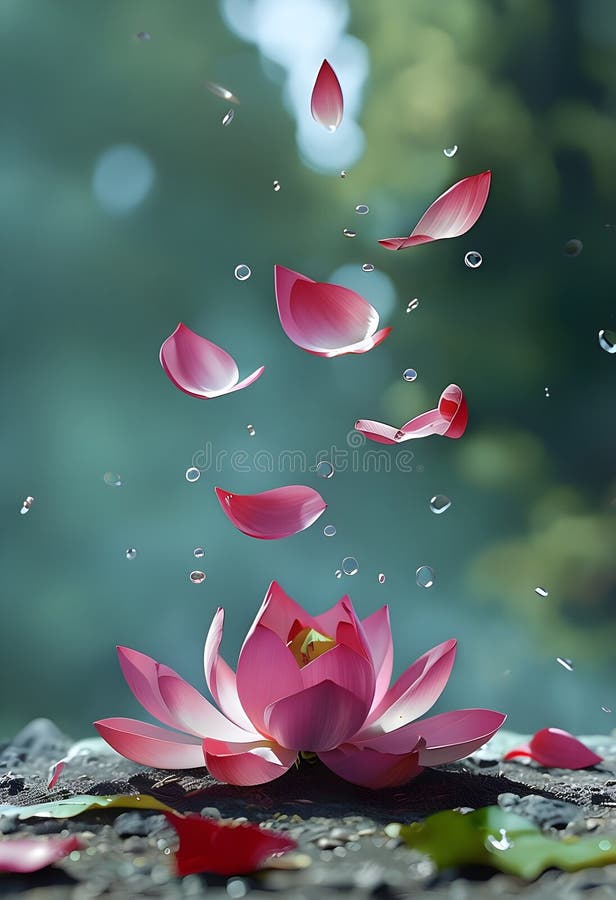 Falling Lotus Petals that Dissolve As they Touch the Ground Stock ...
