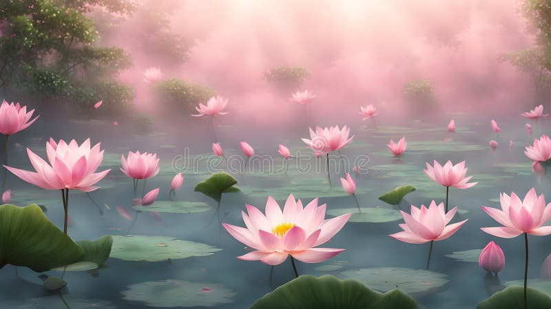 Falling Lotus Petals that Dissolve As they Touch the Ground Stock ...