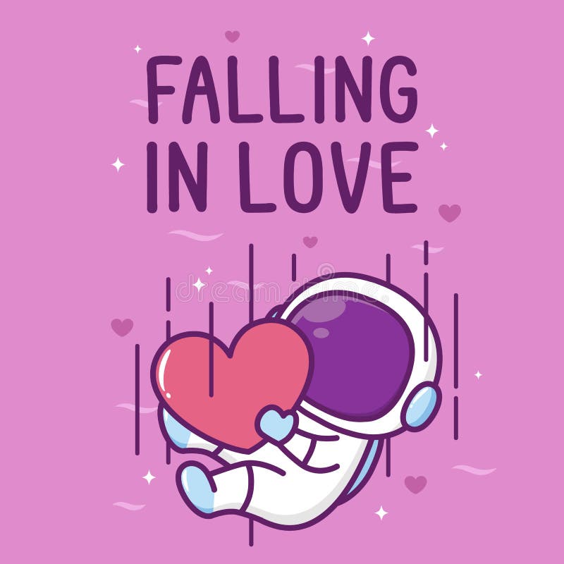 Falling in Love Astronaut Illustration for Valentines Day Vector Design ...