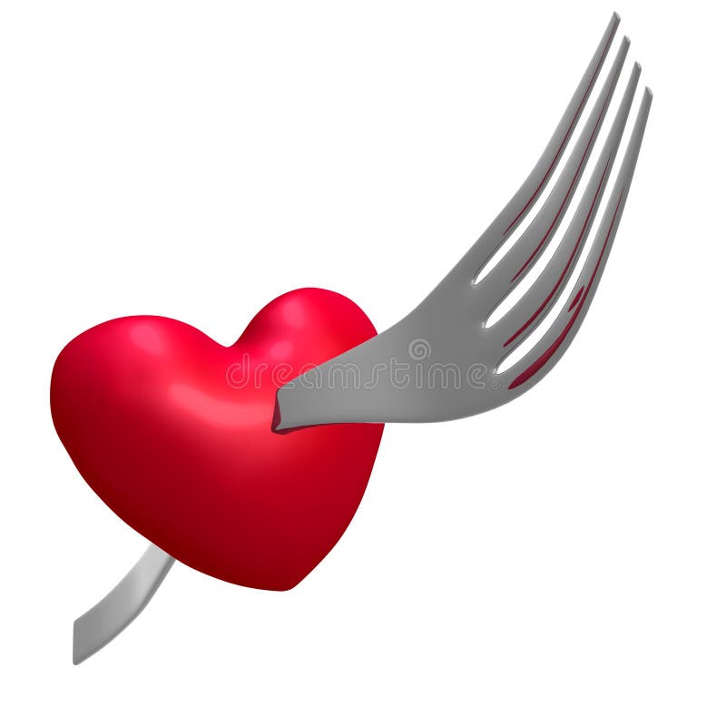 Falling in Love with Food Fork Stock Illustration - Illustration of ...