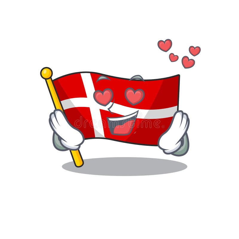 Falling in Love Happy Cute Flag Denmark Cartoon Design Stock Vector ...