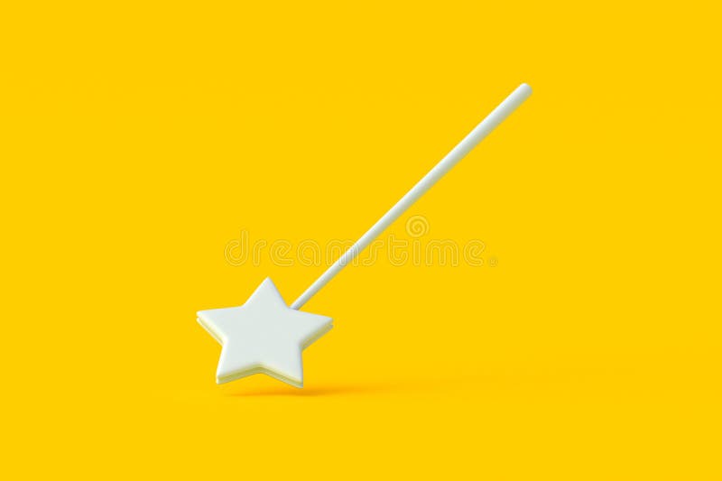 Falling Magic Wand with Star on Orange Background Stock Illustration ...