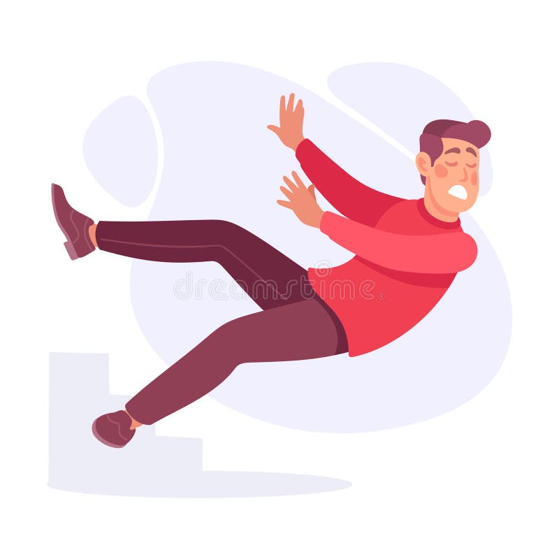 Falling Man Character Slip on the Ground Vector Illustration Stock ...