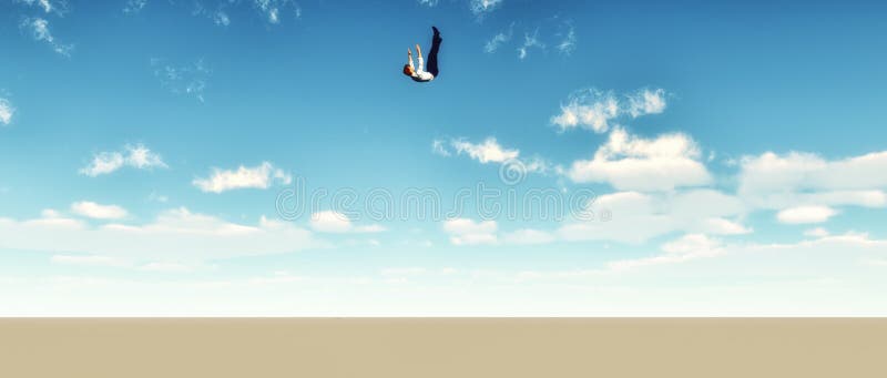 Businessman Free Fall from Sky and Businessman Using Parachute, Stock ...