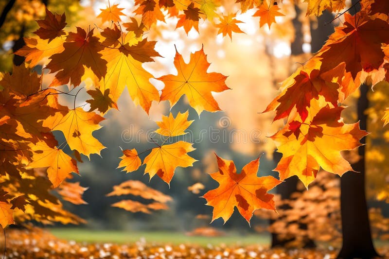 Falling Maple Leaves in a Natural Setting Stock Photo - Image of ...