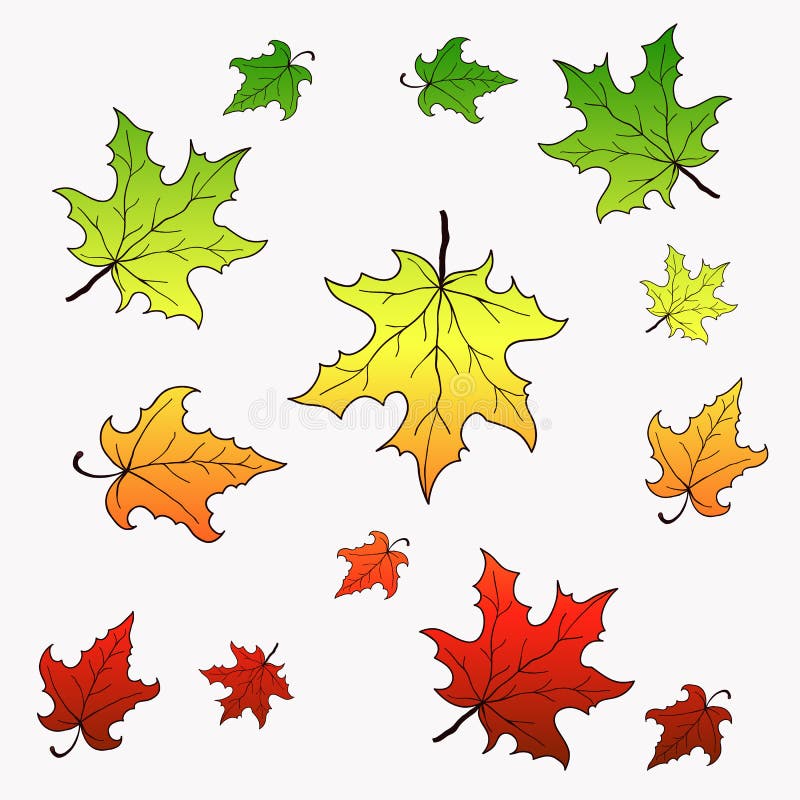 Falling Maple Leaves. Vector Illustration with Gradient. Stock Vector ...