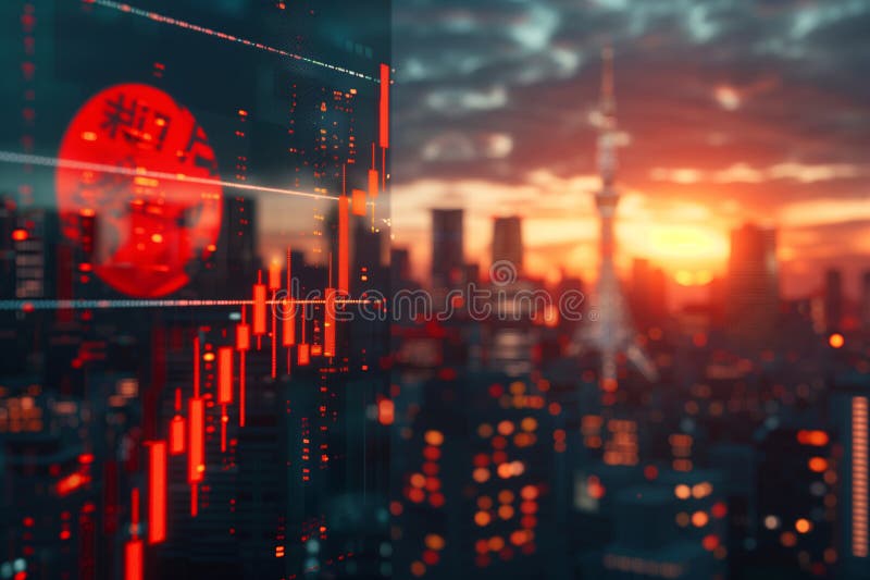A Falling Market Under the Rising Sun of Tokyo Stock Image - Image of ...