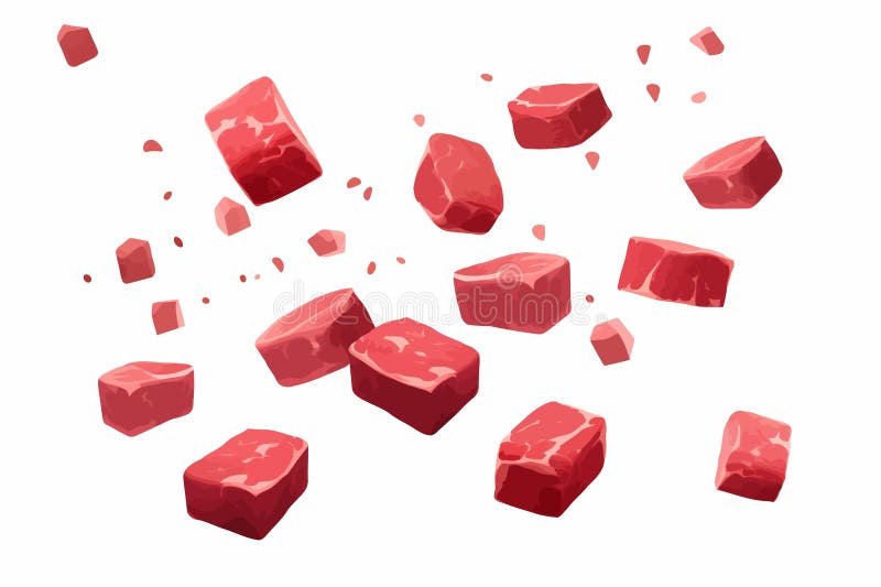 Falling Meat Beef Cubes Vector Flat Isolated Illustration Stock Vector ...