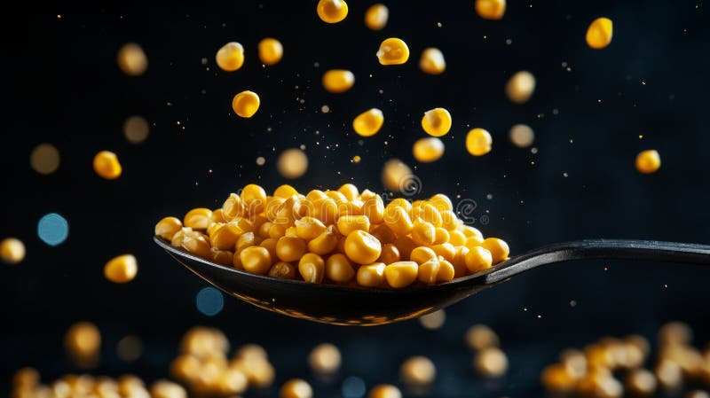 Falling into a Metal Container are Delicious Corn Seeds Intended for ...