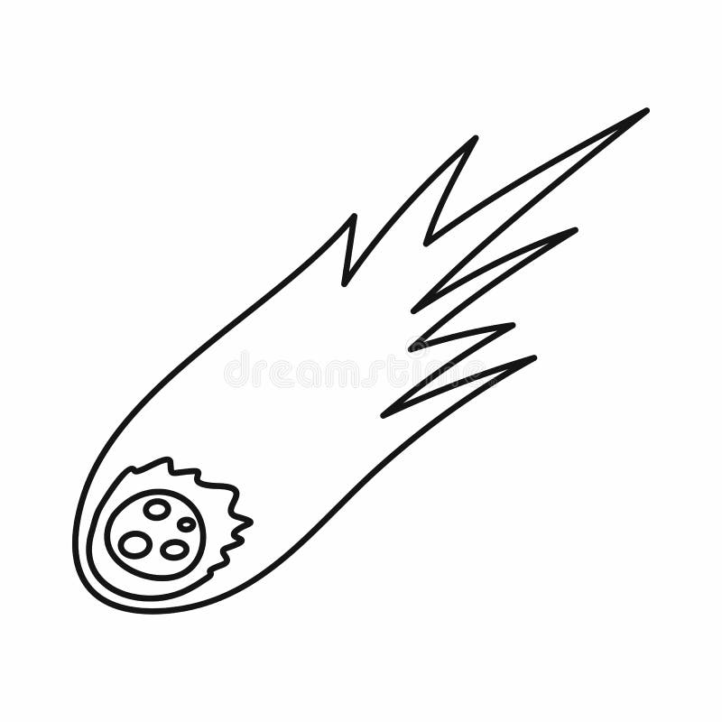 Falling Meteor with Long Tail Icon, Outline Style Stock Vector ...