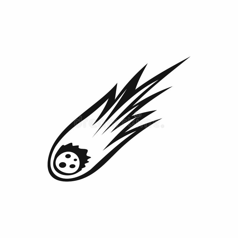 Falling Meteor with Long Tail Icon, Simple Style Stock Vector ...