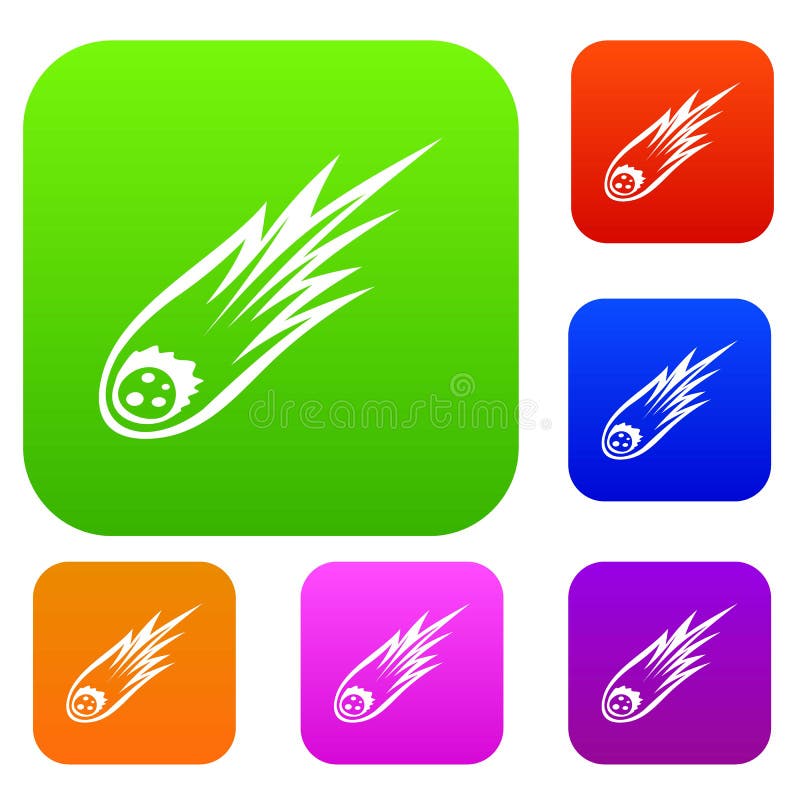 Falling Meteor with Long Tail Set Collection Stock Vector ...