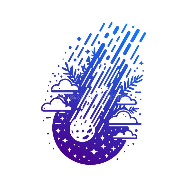 Falling Meteor with Trajectory. Flat Monochrome Style Stock Vector ...