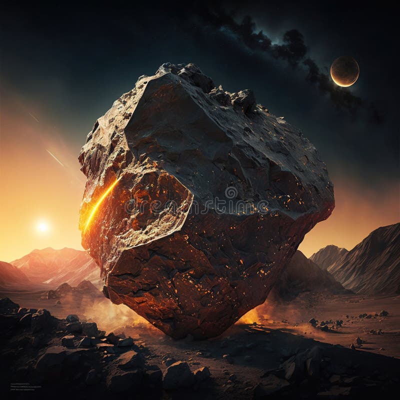 A Falling Meteorite with Fire Hitting a Planet S Surface Stock de ...