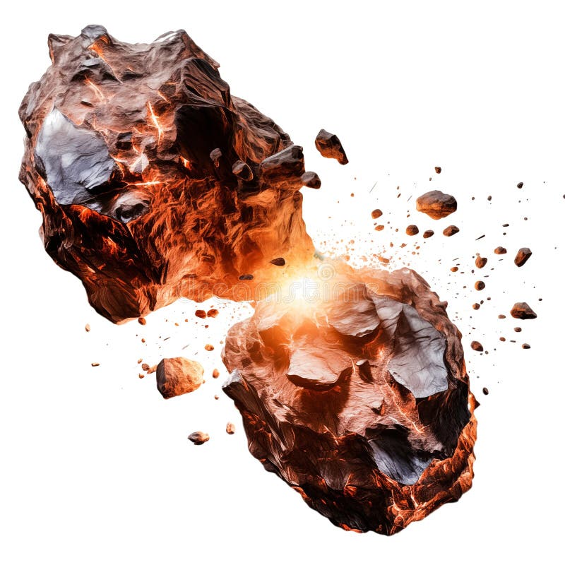 Falling Meteorite Isolated on a White or Transparent Background. Close ...