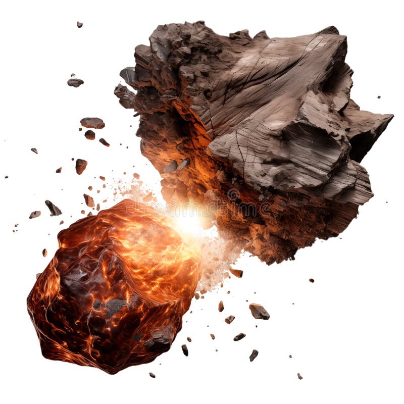 Falling Meteorite Isolated on a White or Transparent Background. Close ...