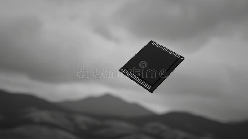 Falling Microchips in Mid-air on Grey Background. Technology Concept ...