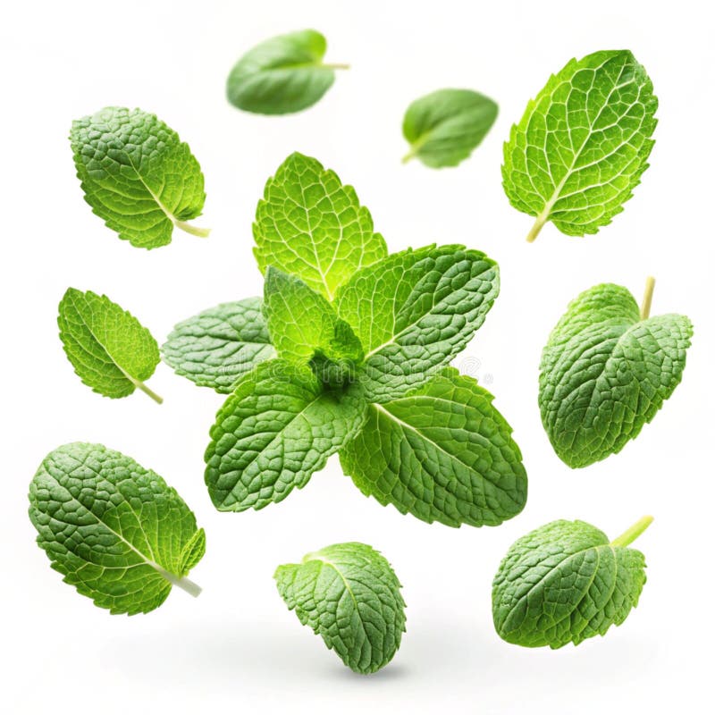 Falling mint leaves stock illustration. Illustration of healthy - 361160857