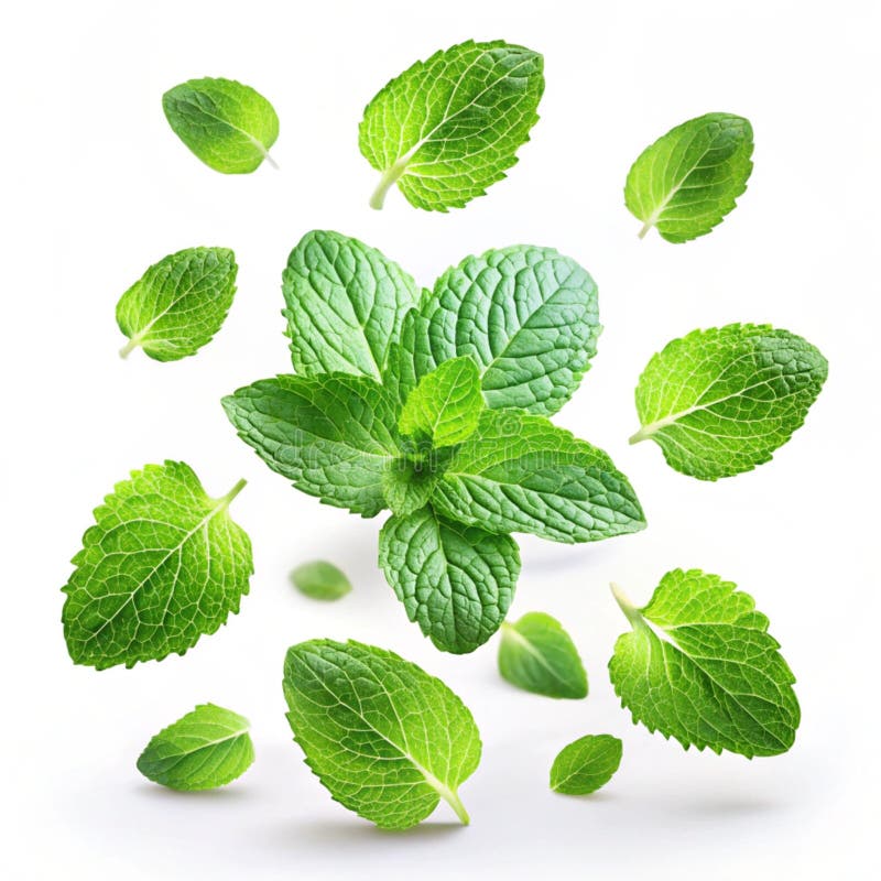 Falling Mint Leaves Isolated Stock Illustration - Illustration of ...